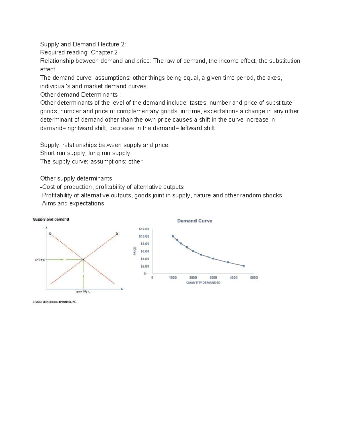 Supply and demand curves - Supply and Demand I lecture 2: Required ...