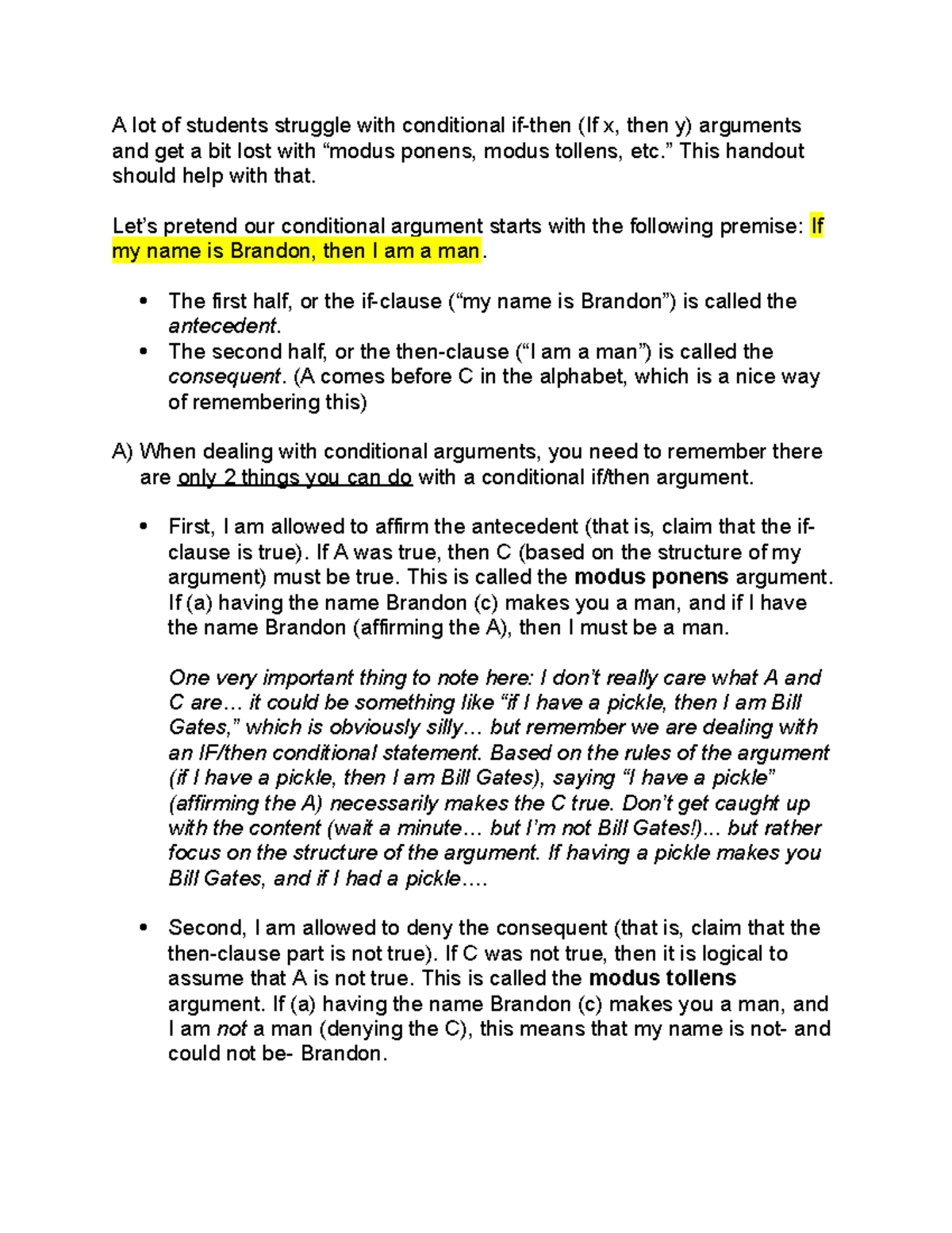 Modus Ponens, Modus Tollens, and Formal Fallacies - A lot of students ...