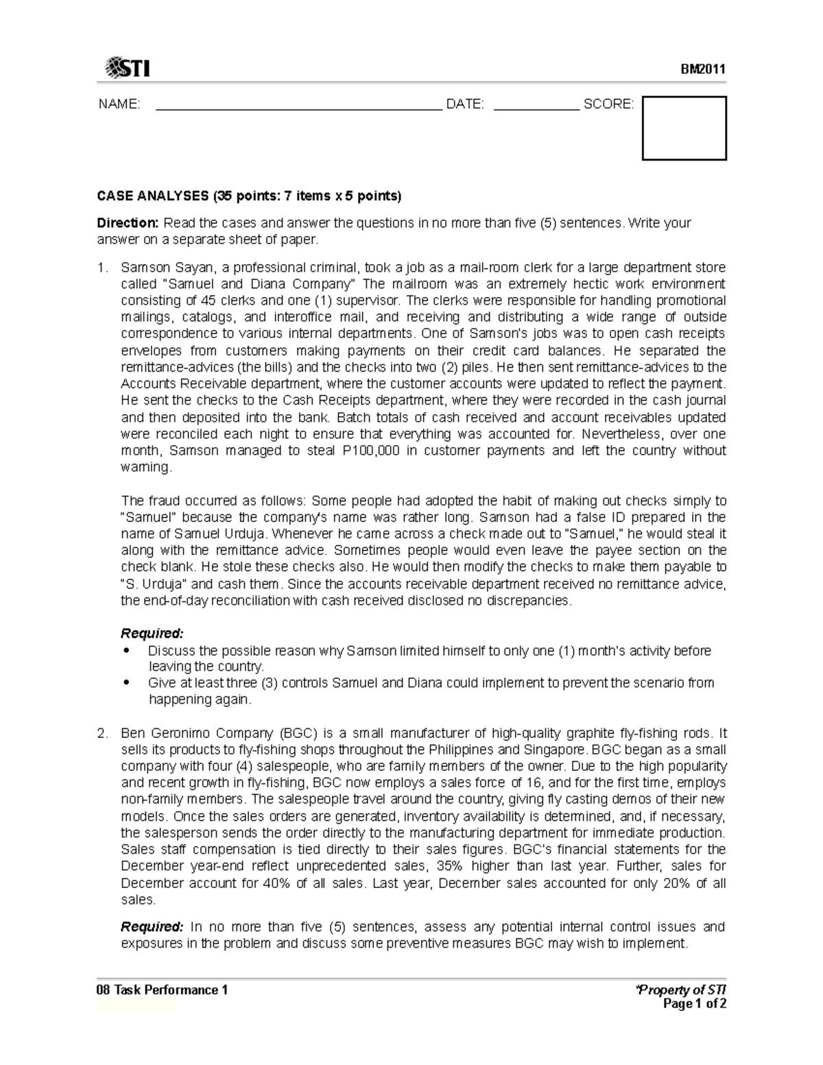 08 Task Performance 1(6)-converted - BM 08 Task Performance 1 *Property ...