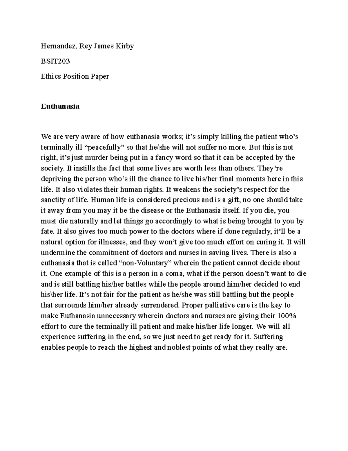 Ethics TP Position Paper - Hernandez, Rey James Kirby BSIT Ethics ...