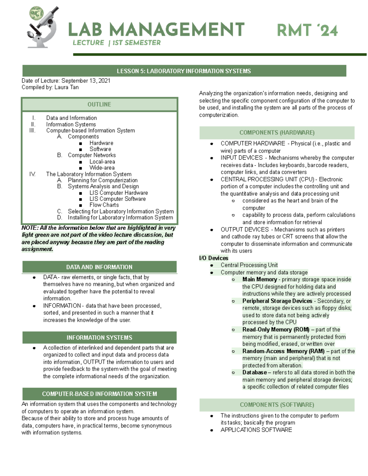 LM 5 Information Management-2 - LESSON 5: LABORATORY INFORMATION ...