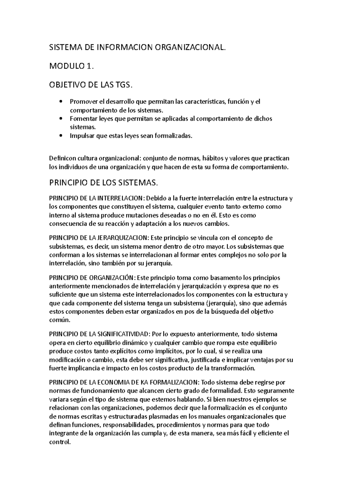 Sistema DE Informacion Organizacional - SISTEMA DE INFORMACION ORGANIZACIONAL. MODULO 1 ...