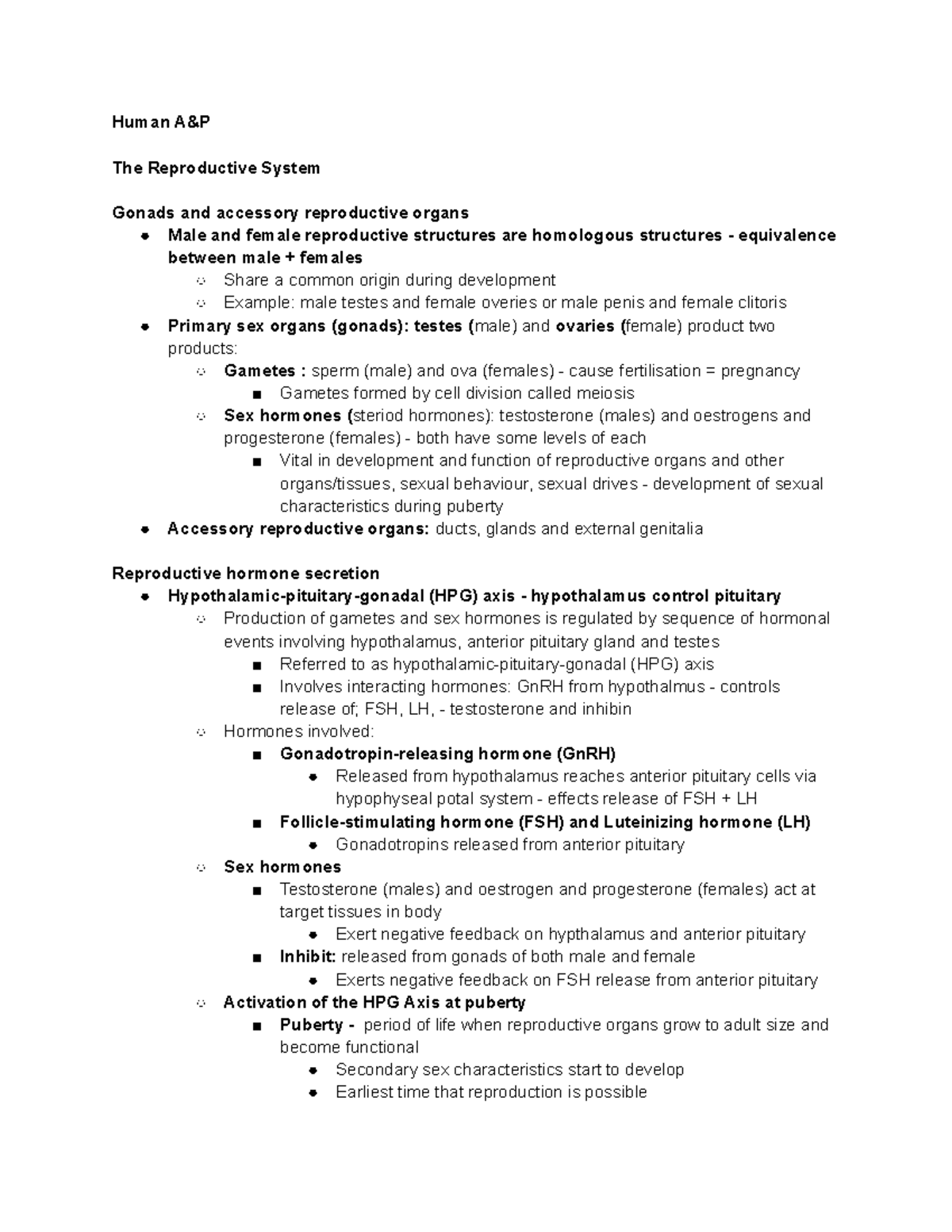 Lecture 11 The Reproductive System - Human A&P The Reproductive System ...