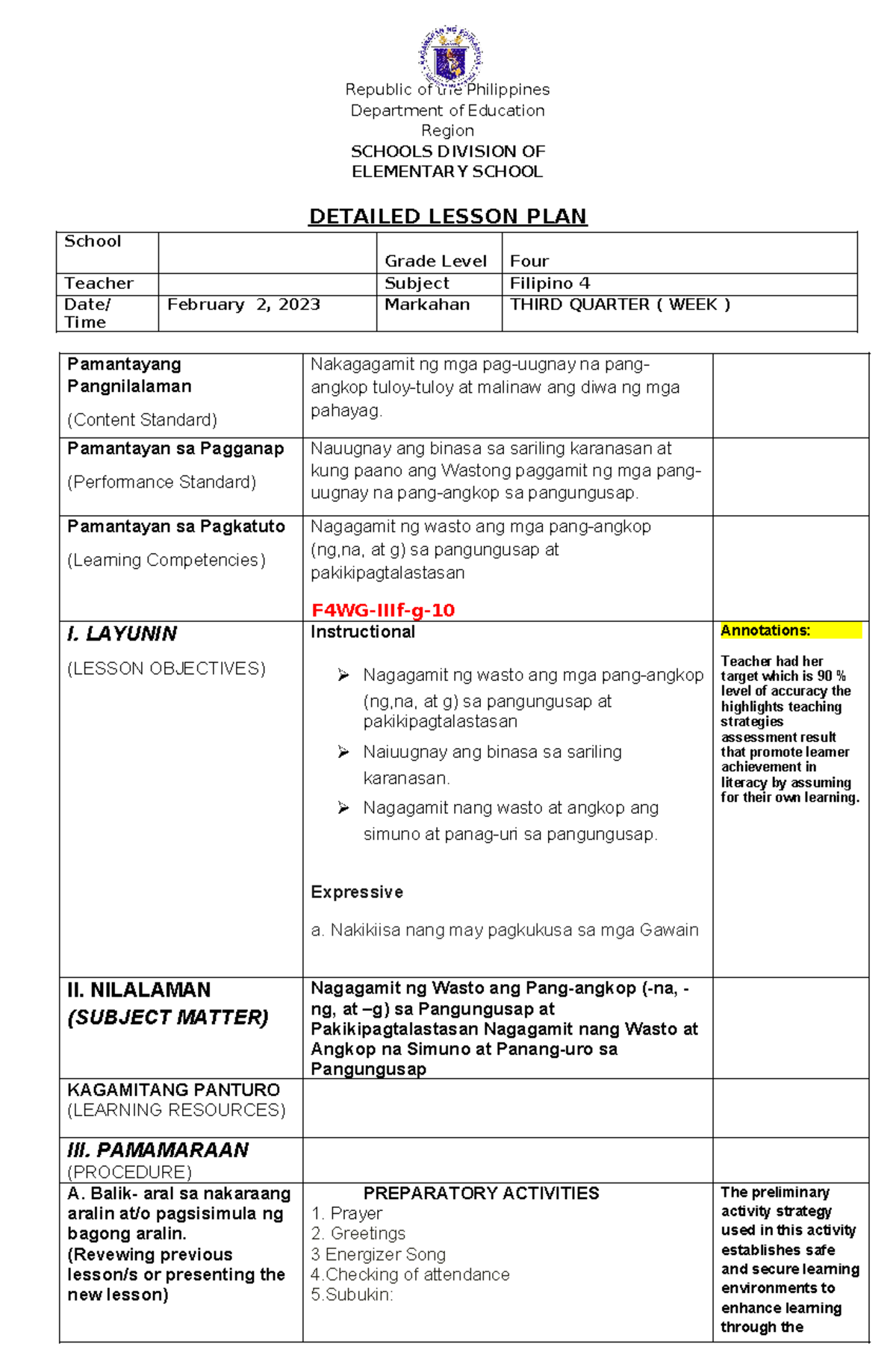 Grade 4 Q3 filipino - Pang-angkop-1 - Republic of the Philippines ...