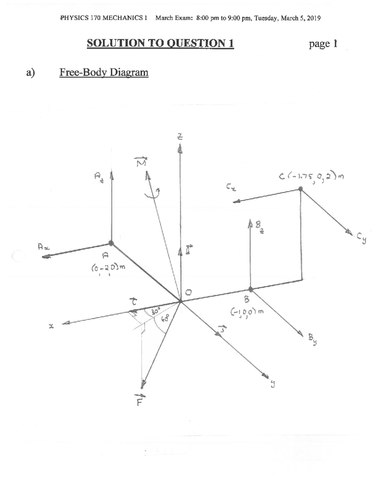 2018 W2 PHYS 170 March Exam Solutions - SOLUTION TO QUESTION 1 page 2 b ...
