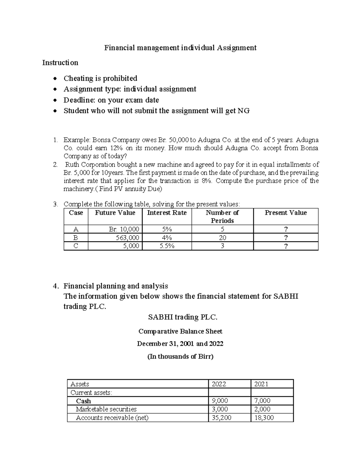 Financial management individual Assignment - Financial management ...