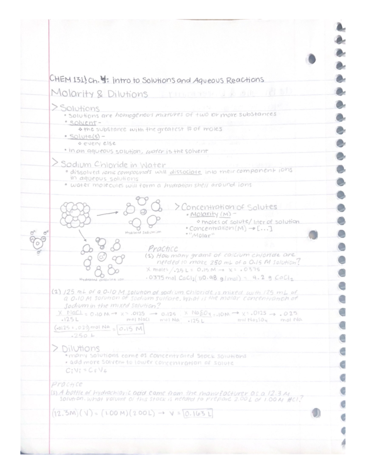Topic 4: Intro to Solutions & Aqueous Reactions - CHEM131 - Studocu