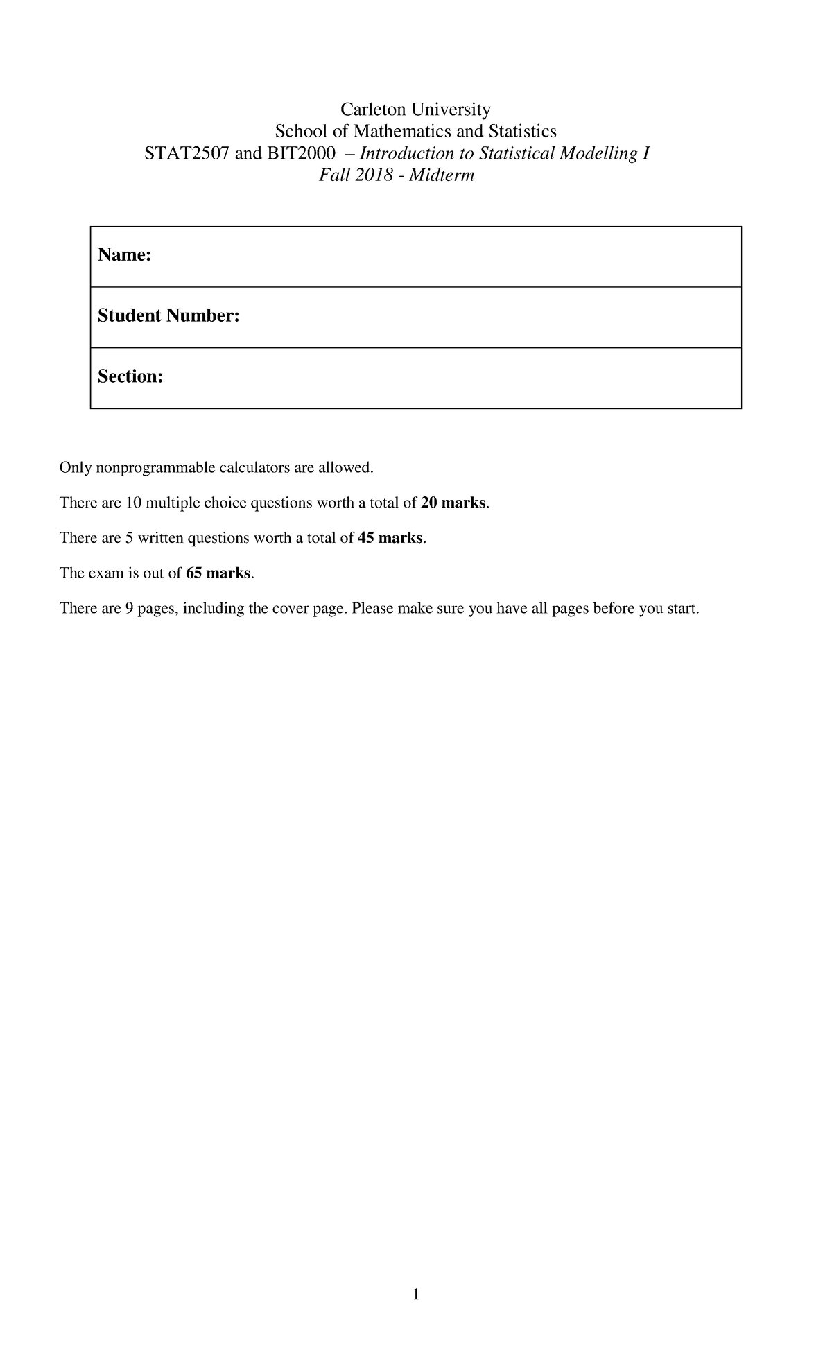 Midterm 1 November 2018 Questions Warning Tt Undefined Function