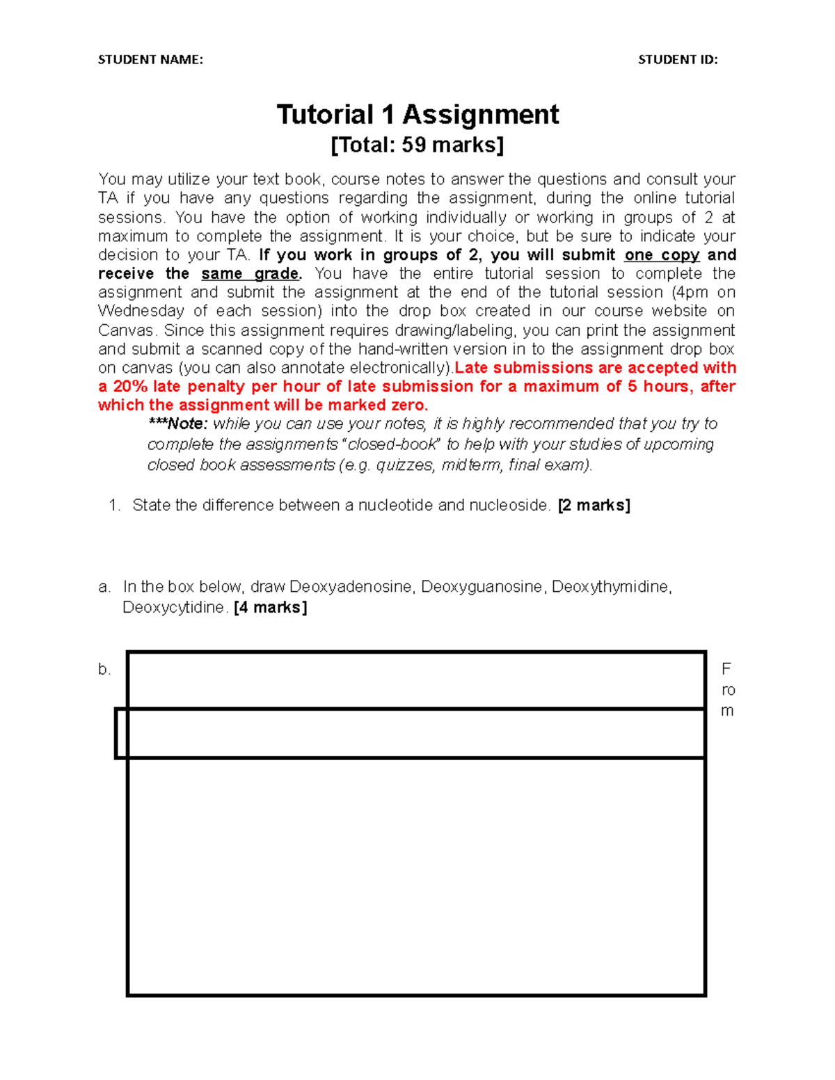 Tutorial 1 Assignment- Student COPY - Tutorial 1 Assignment [Total: 59 marks] You may utilize ...