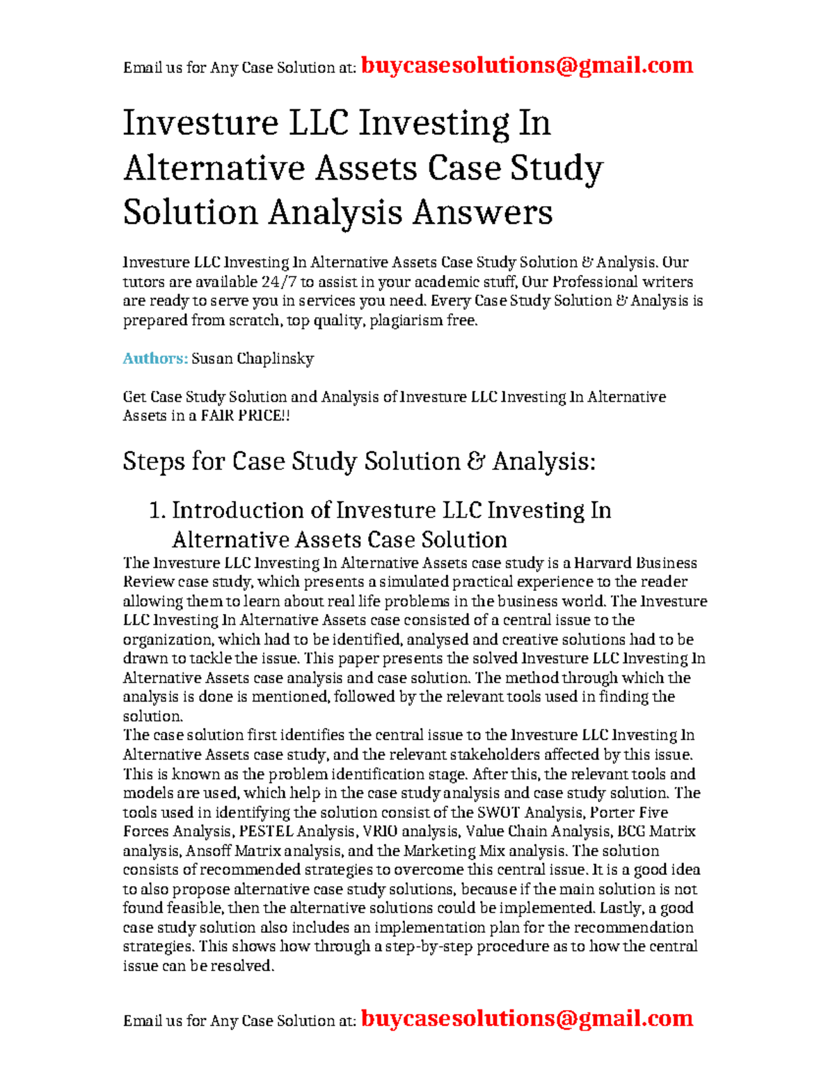 Case Solution Investure LLC Investing In Alternative Assets - Investure ...