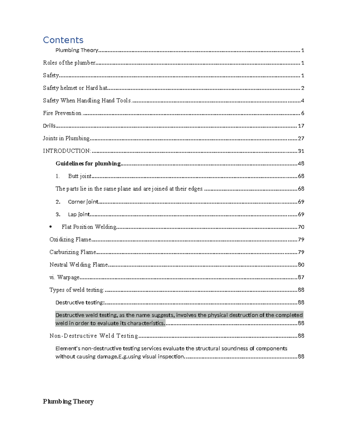 Artisan Notes ALL (plumbing) - Contents - Plumbing - Studocu