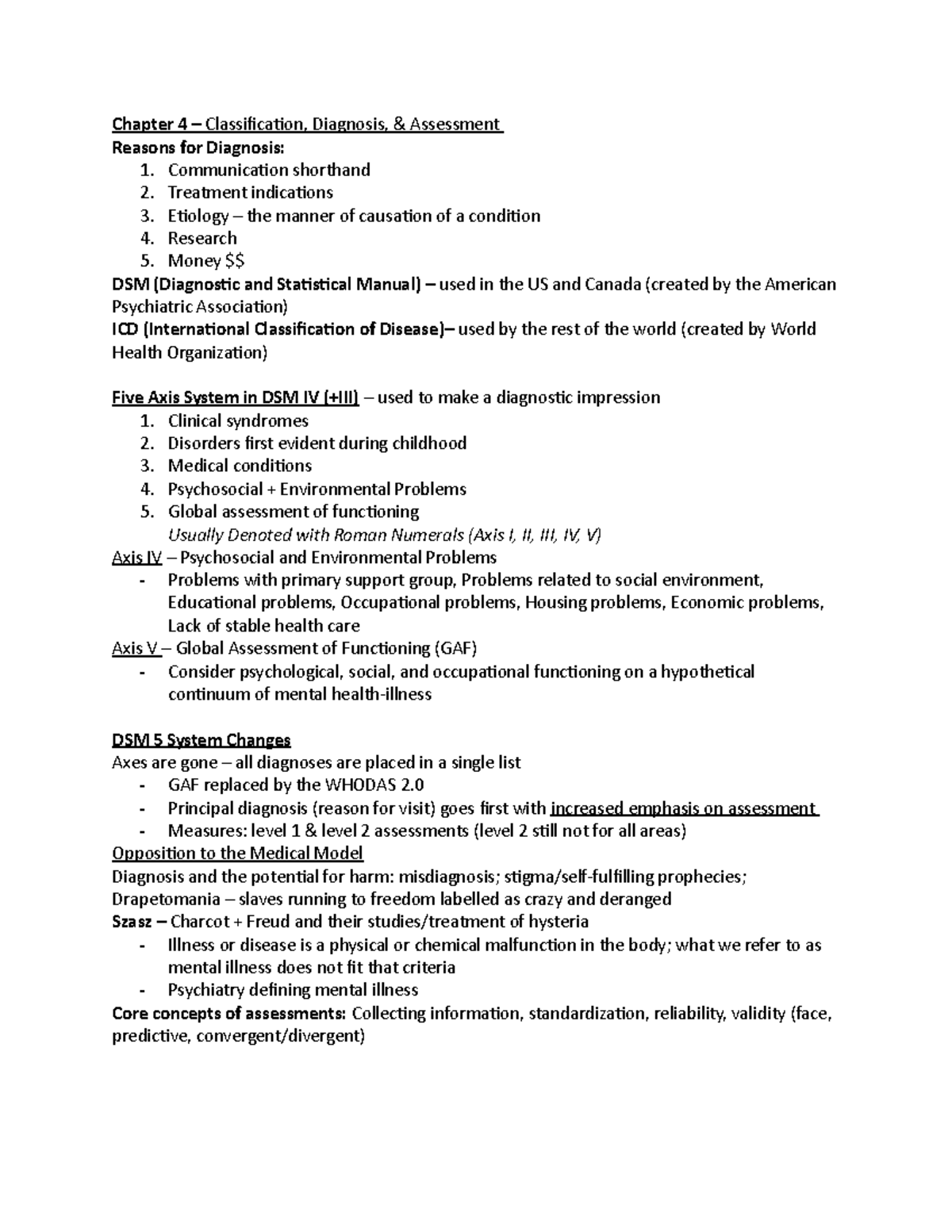 Chapter 4 - Dr. Leitzel - Chapter 4 – Classification, Diagnosis ...