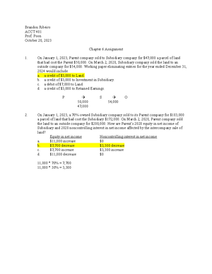 Chapter 10 Assignment - N/A - Brandon Ribeiro ACCT 401 Prof. Wing Poon Nov. 20, 2023 Chapter 10 ...