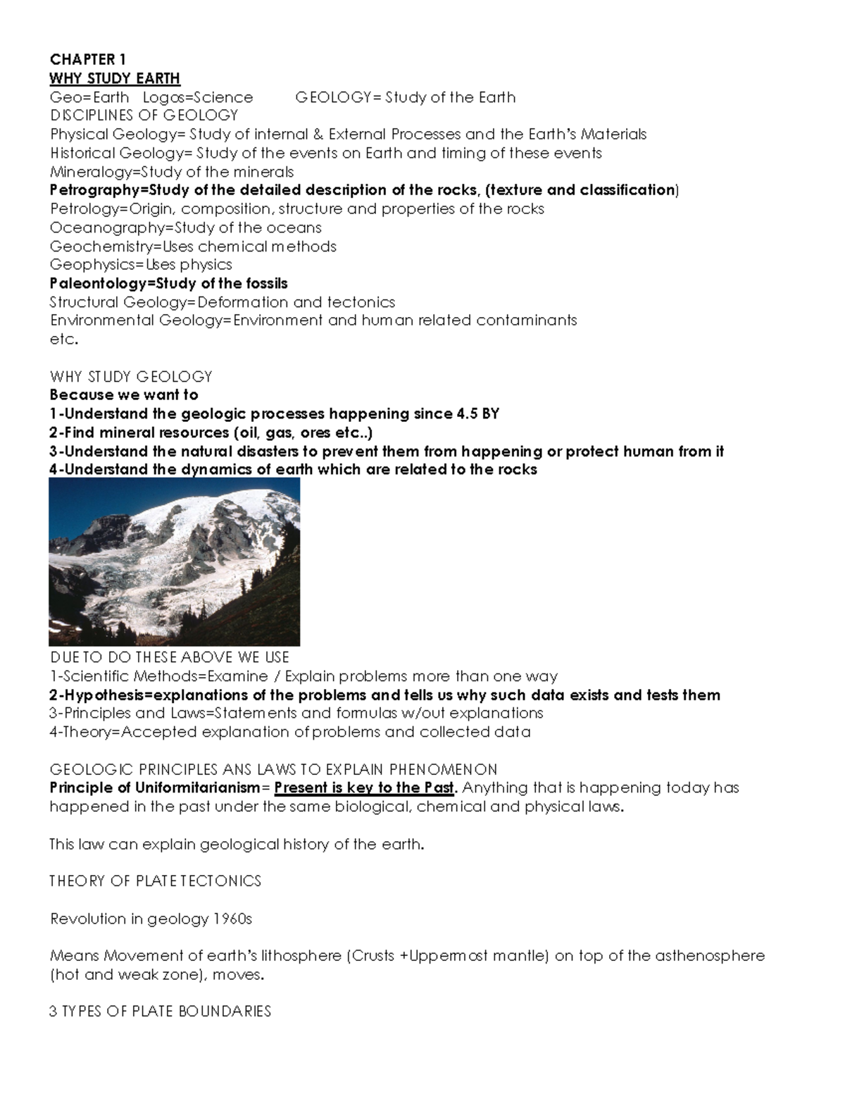 Final Test Notes - CHAPTER 1 WHY STUDY EARTH Geo=Earth Logos=Science ...