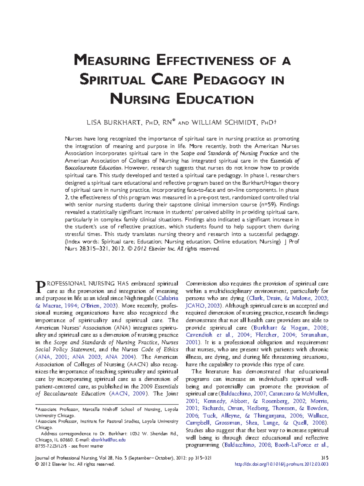 1-s2 - MEASURING E FFECTIVENESS OF A S PIRITUAL C ARE PEDAGOGY IN N ...
