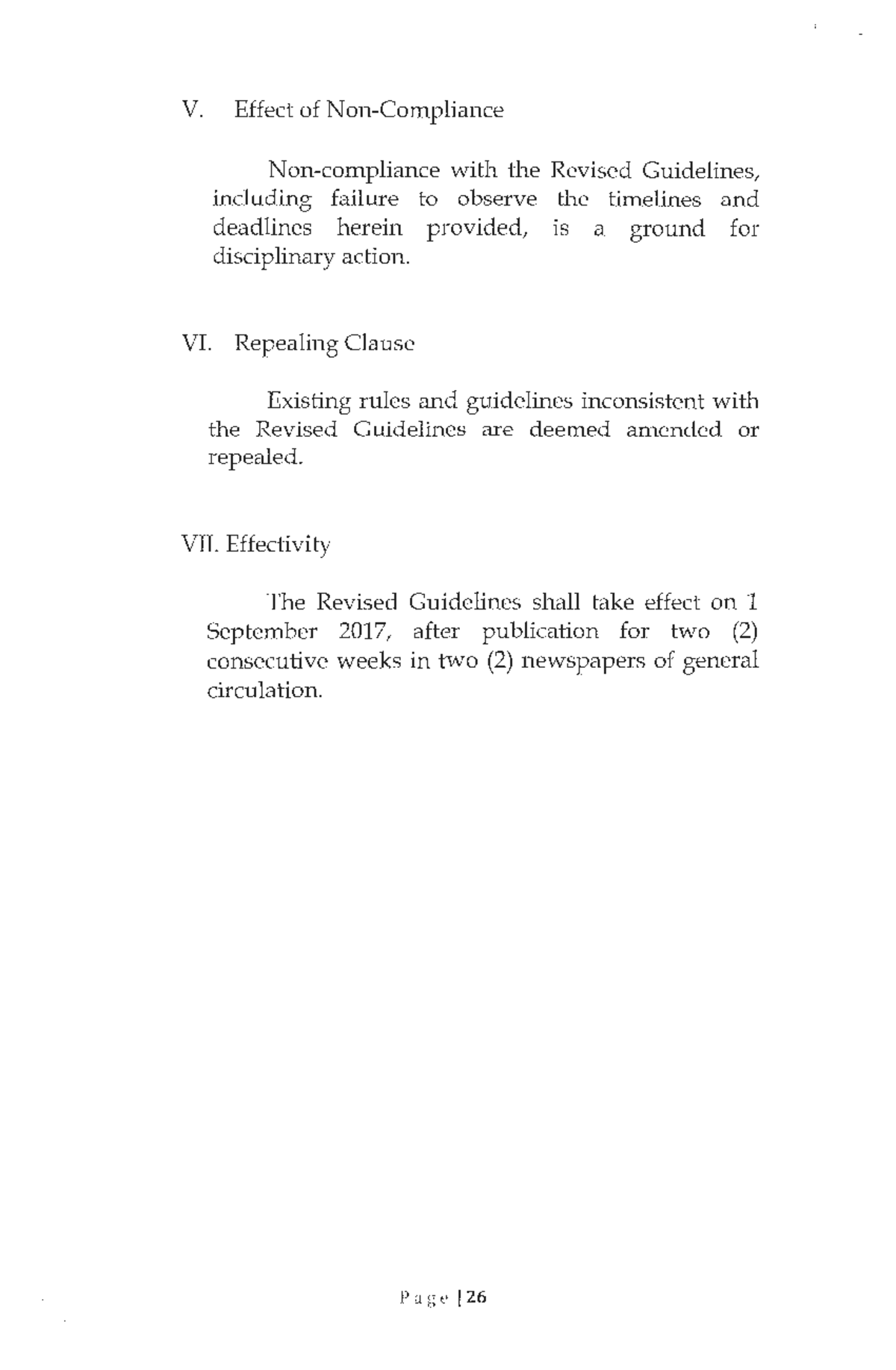 Revised Guidelines 15-06-10-SC part 7 - V. Effect of Non-Compliance Non ...