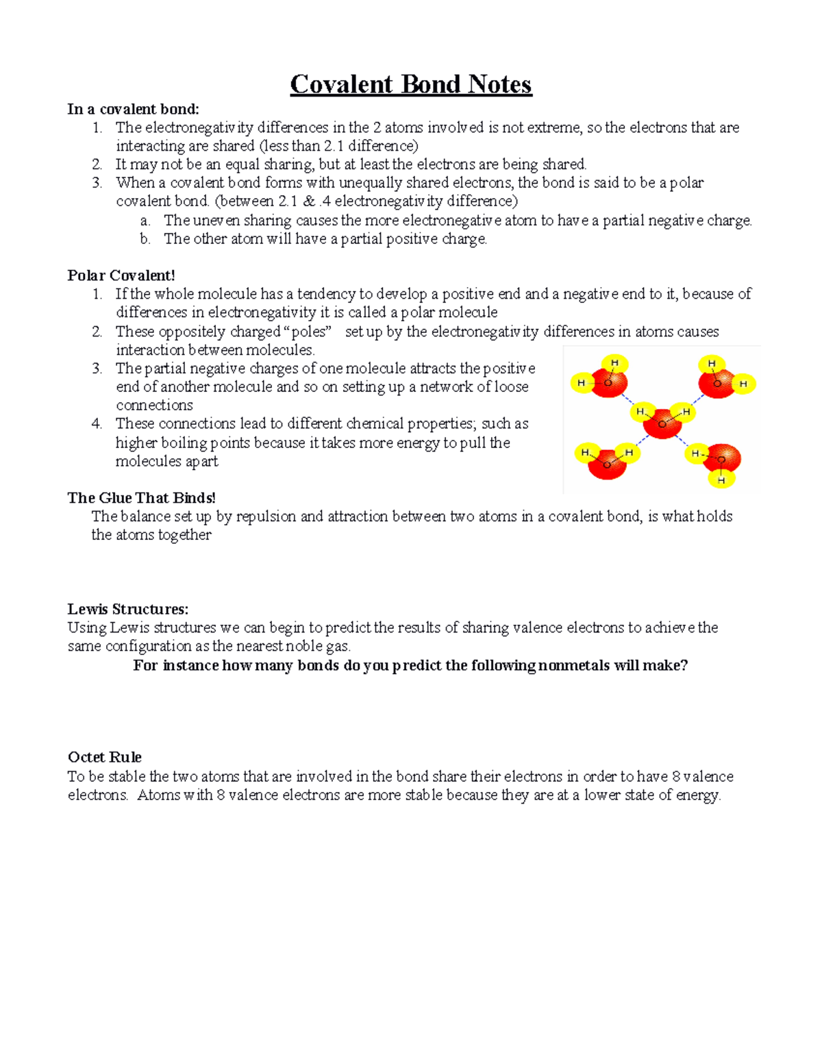 Covalent Bond Note1 - Kjdieywvvsbd - Covalent Bond Notes In a covalent ...