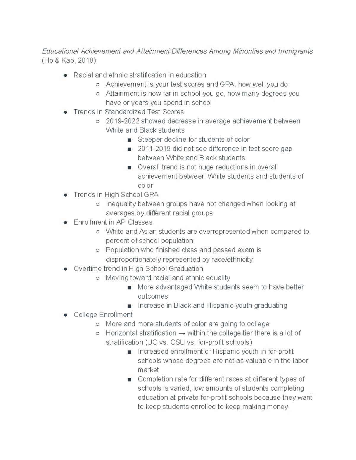 Educational Achievement Differences - Educational Achievement and ...