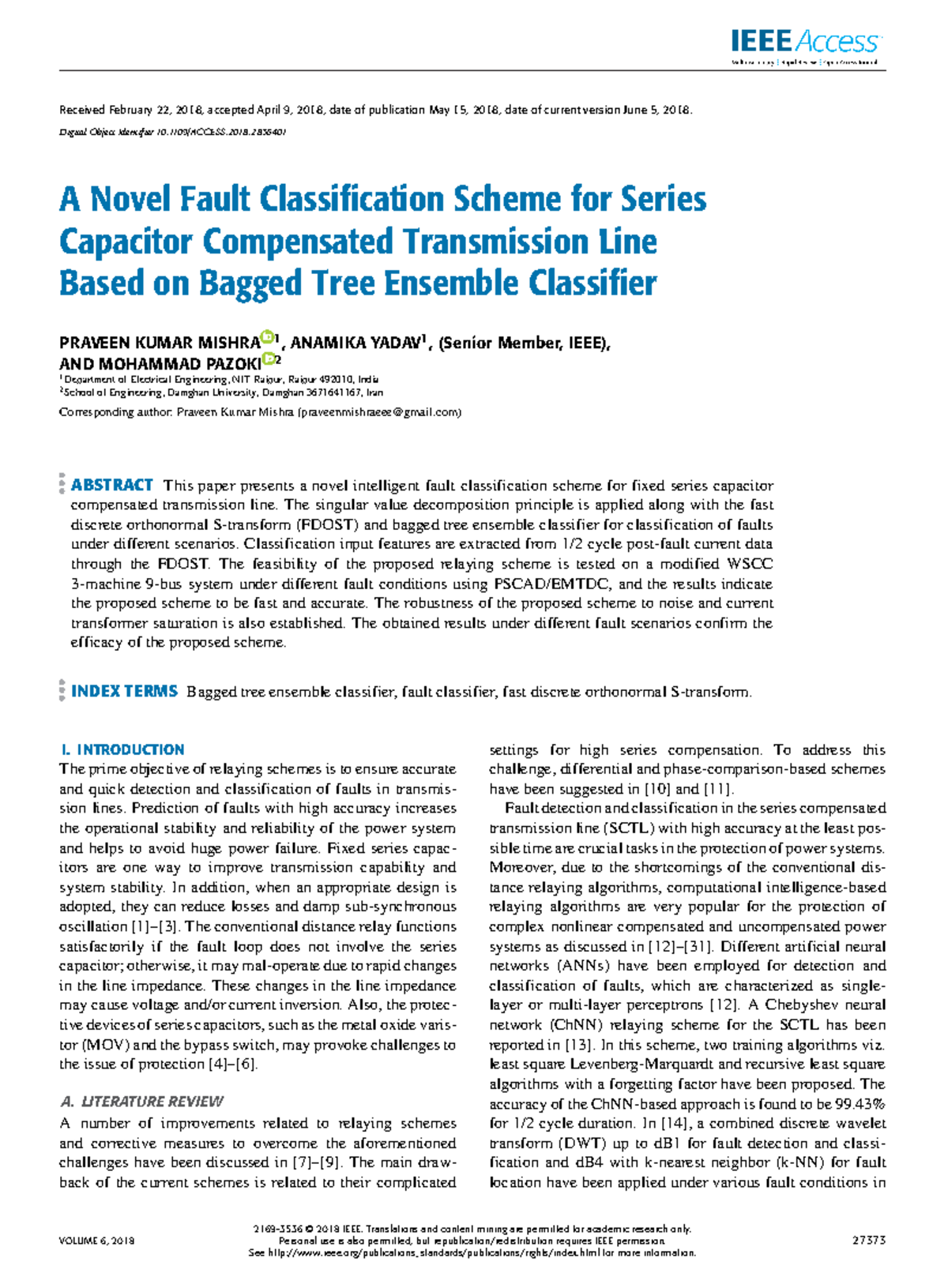 A Novel Fault Classification Scheme for Series Capacitor Compensated Transmission Line Based on ...