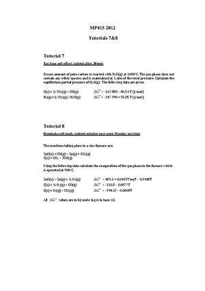 Ellingham diagrams - Ellingham Diagrams Definitions The Gibbs free energy (∆G) of a reaction is ...