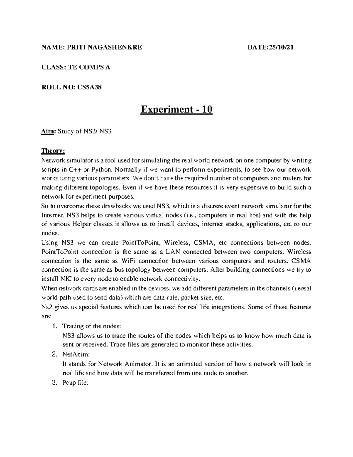 CS5A38 CN EXP10 Priti Nagashenkre - System/Computer Programming) - MU - Studocu