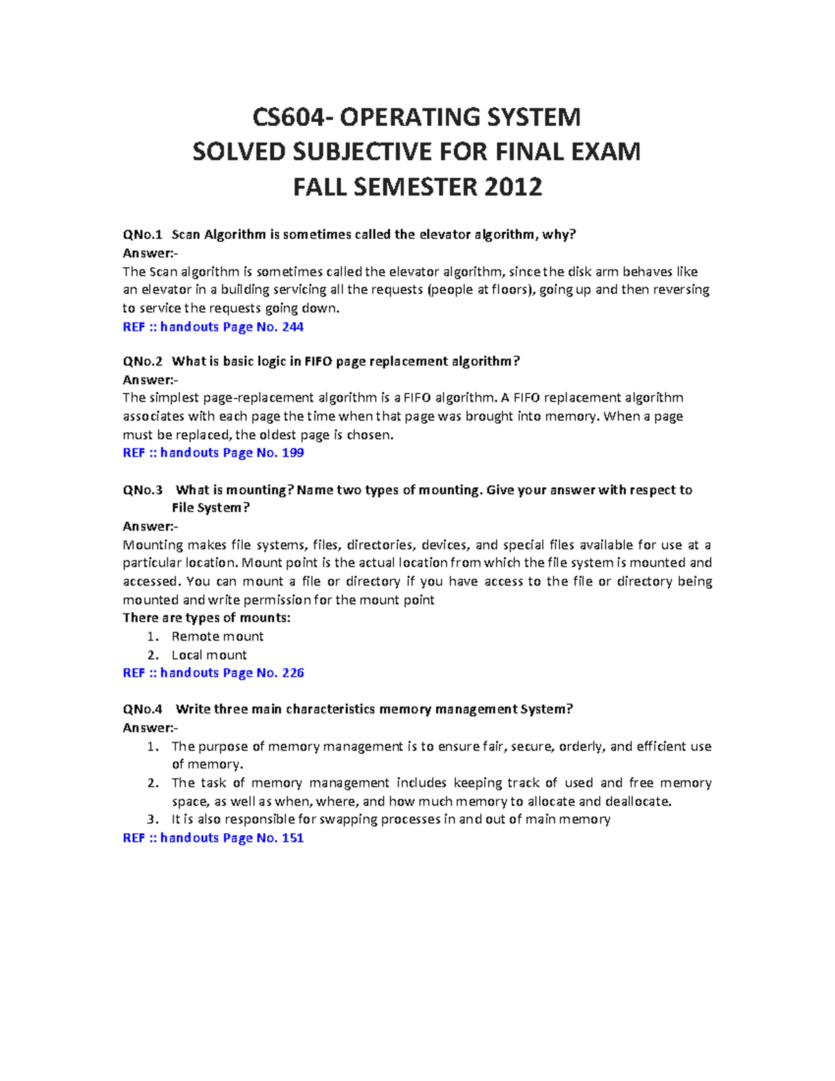 CS604- Finalterm- Subjective-BY- Umair- Saulat - CS604- OPERATING SYSTEM SOLVED SUBJECTIVE FOR ...