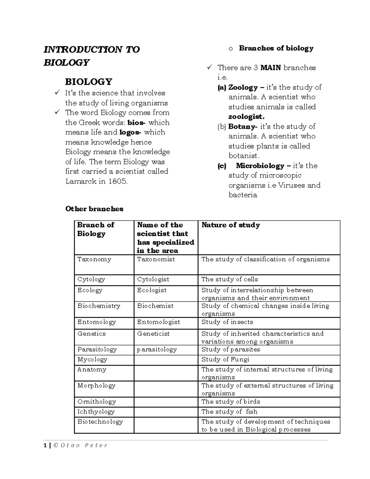 1.1 Introduction to Biology - INTRODUCTION TO BIOLOGY BIOLOGY It’s the ...