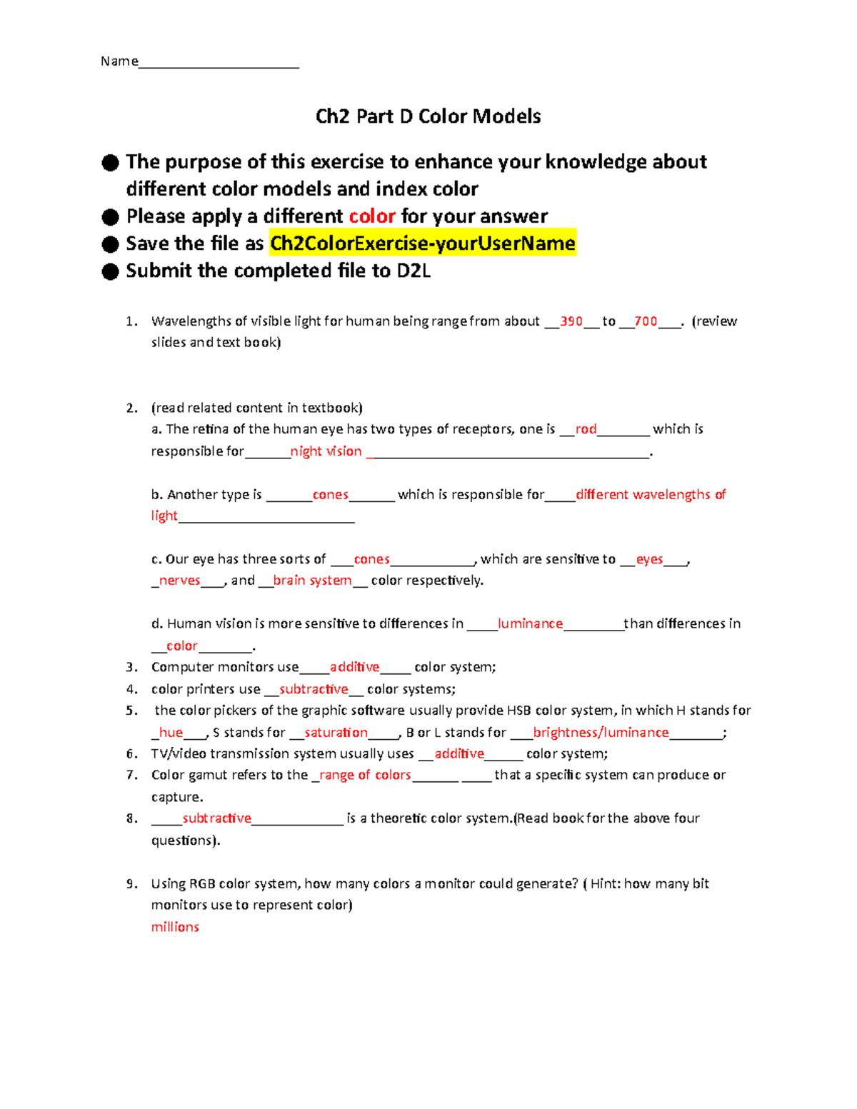 Ch2Color Exercise-kcarr 4 - Name_____________________ Ch2 Part D Color ...