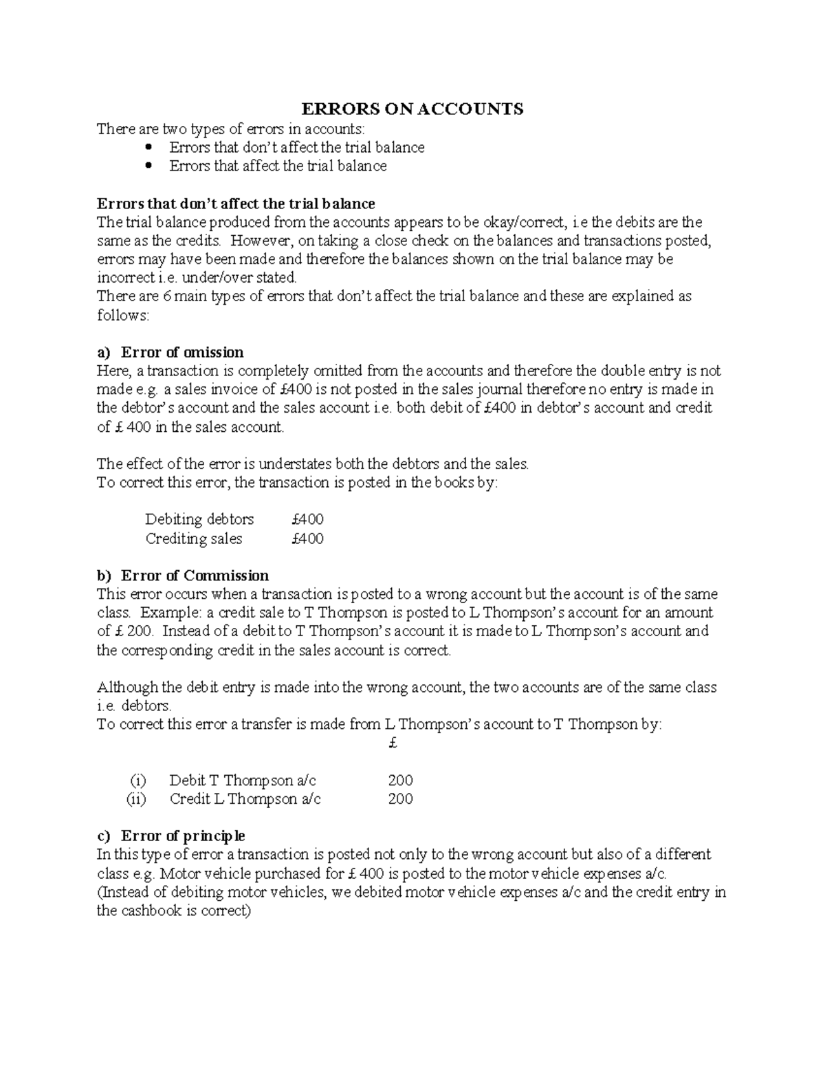 Errors ON Accounts 9 - business mathematics notes - ERRORS ON ACCOUNTS ...