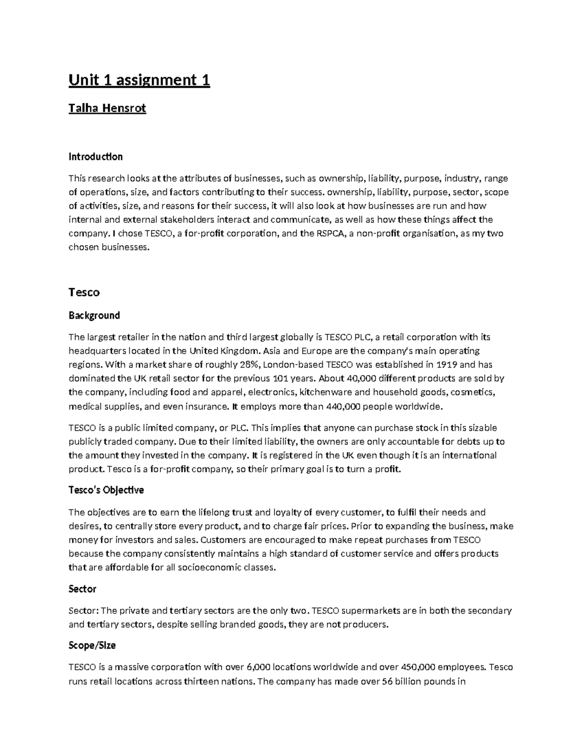 Ryan assignment - sda - Unit 1 assignment 1 Talha Hensrot Introduction This research looks at ...