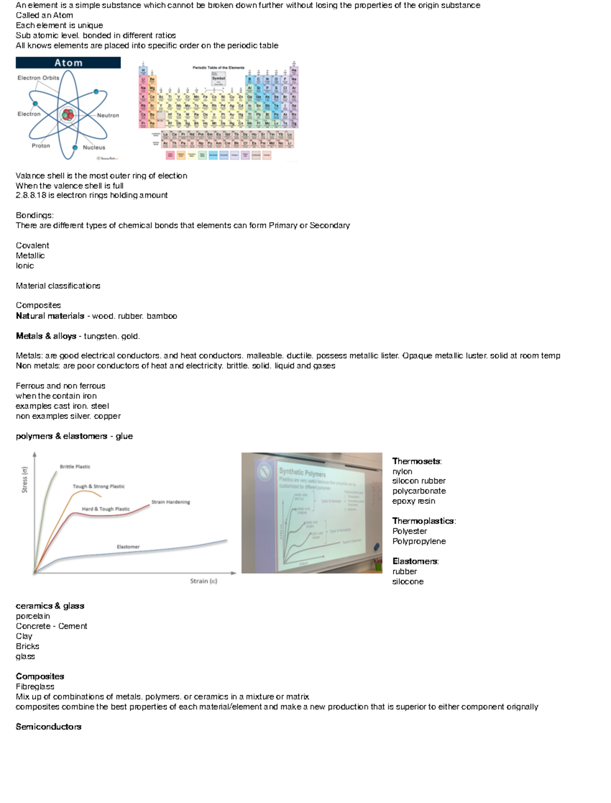 T3 engineering notes - materials - An element is a simple substance ...