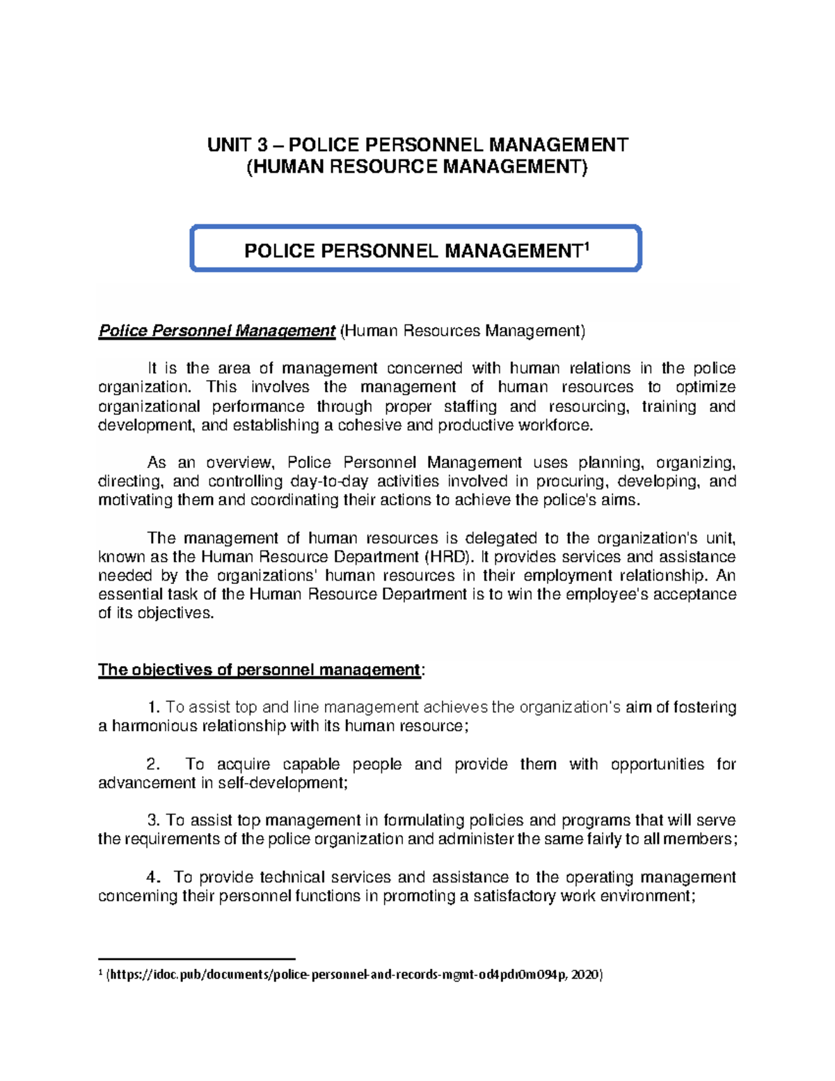 Unit-3 - Law Enforcement Organization and Administration lesson 3 ...
