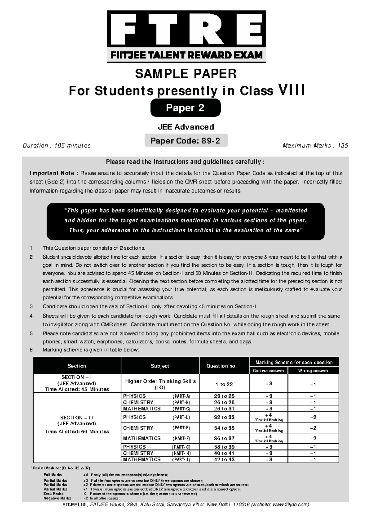 FTRE-2024- Sample Paper- Class-VIII-P2 - Paper 2 SAMPLE PAPER For ...