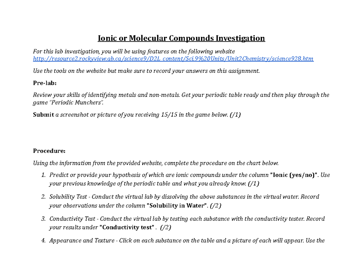 Naming Molecular Compounds Pogil Answer Key