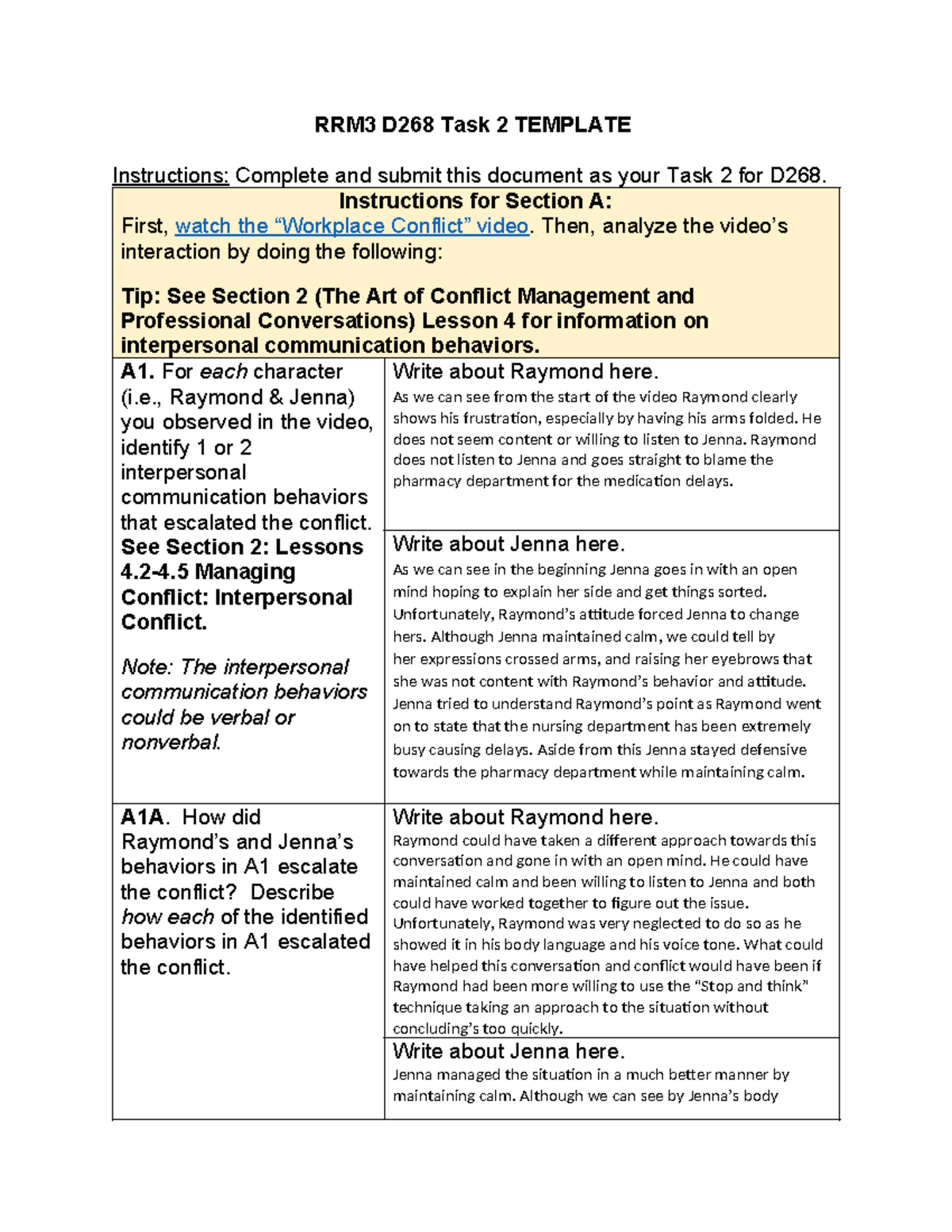 D268 Task 2 Template - RRM3 D268 Task 2 TEMPLATE Instructions: Complete ...