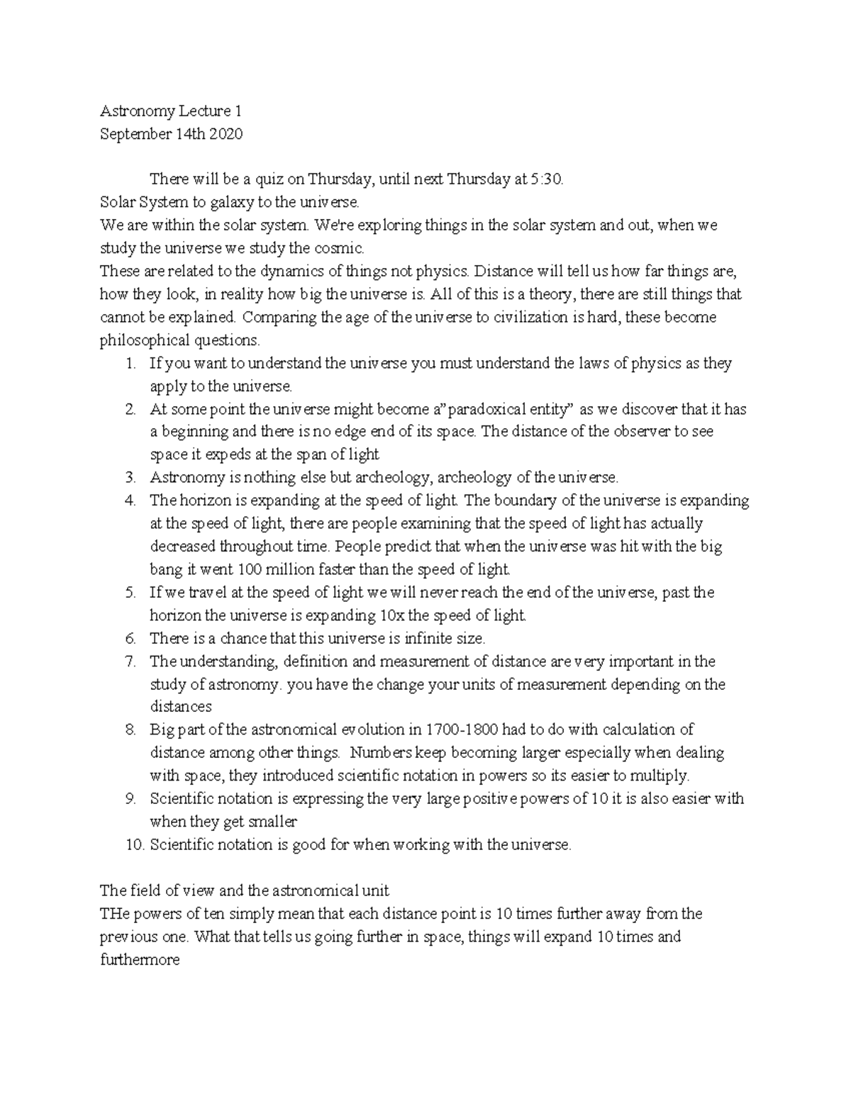 Astronomy Lecture 1 - Solar System to galaxy to the universe. We are ...