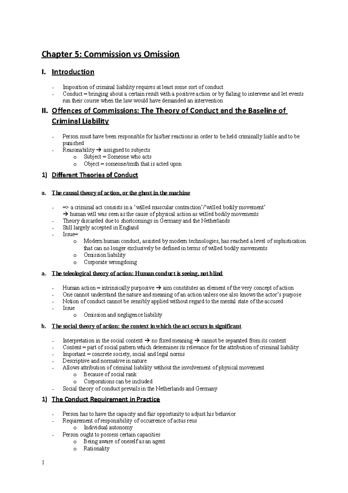 Chapter 5 Summary - Comparative Concepts of Criminal Law - Chapter 5 ...
