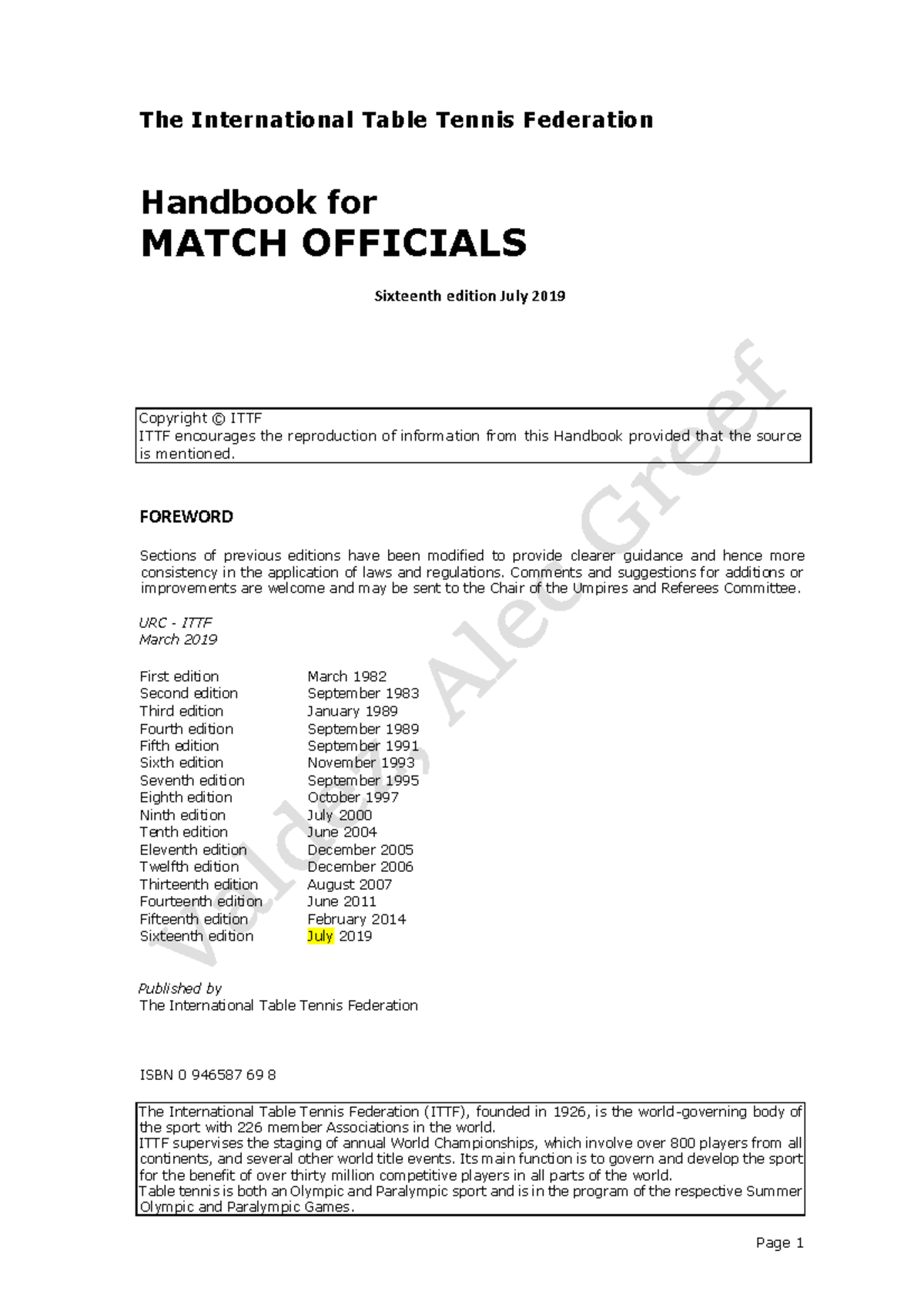 HMO-16th-Edition (Alec) - The International Table Tennis Federation Handbook for MATCH OFFICIALS ...