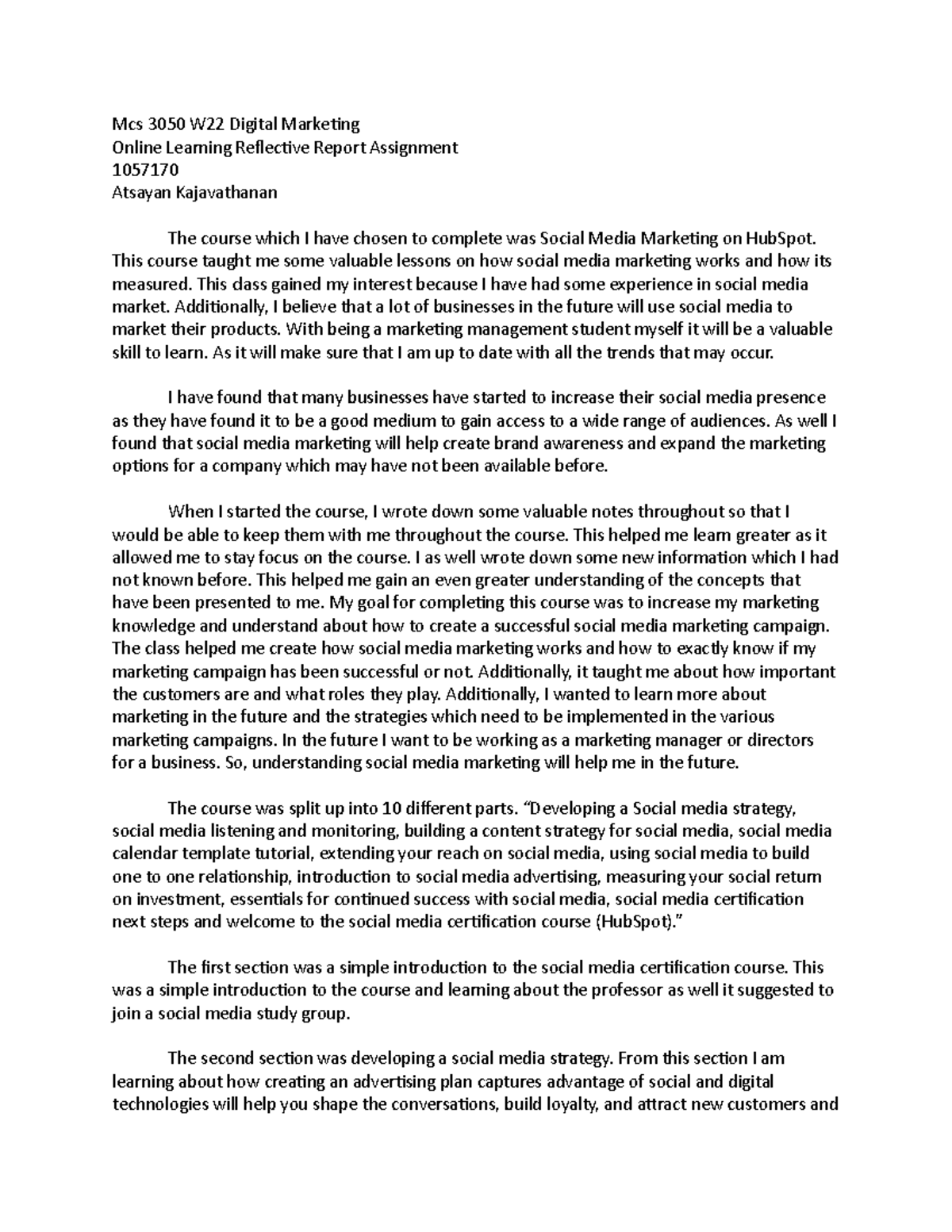 Mcs 3050 W22 Digital Marketing - CIS 1200 - U of G - Studocu