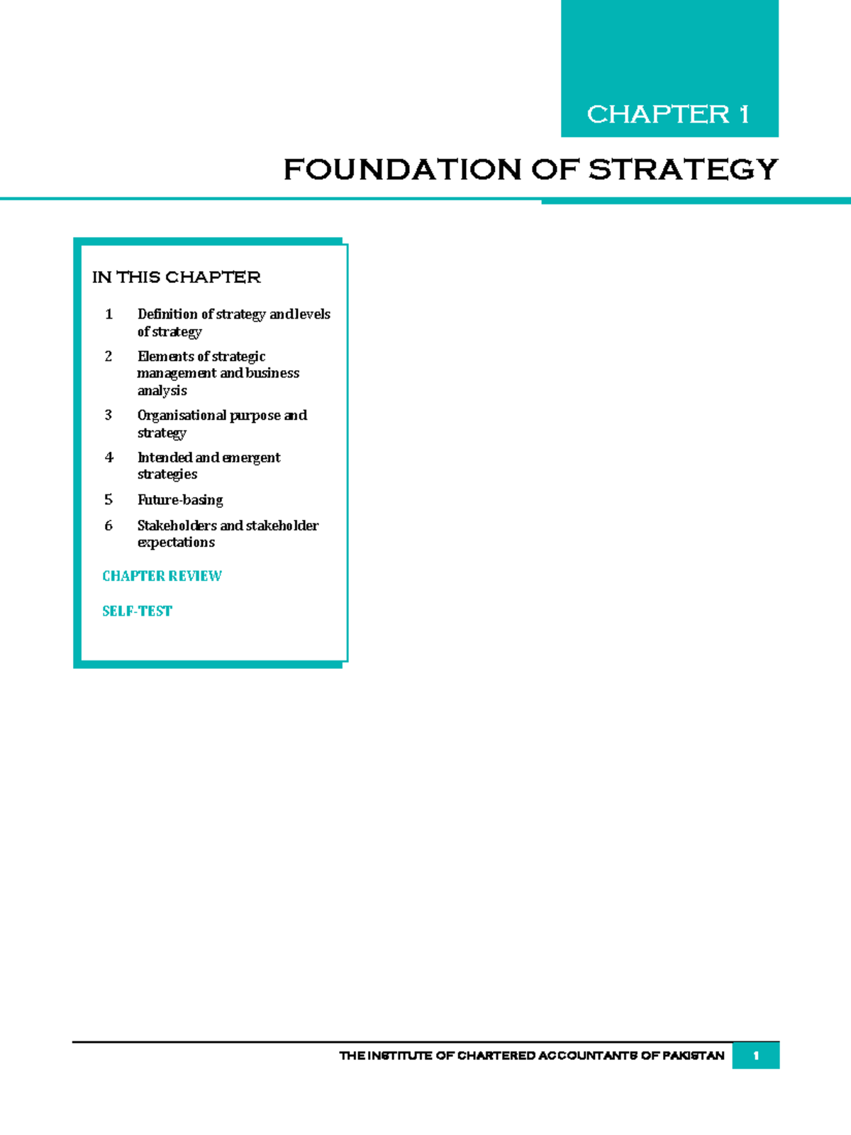 Chp 1 Foundation of strategy - CHAPTER 1 FOUNDATION OF STRATEGY IN THIS ...