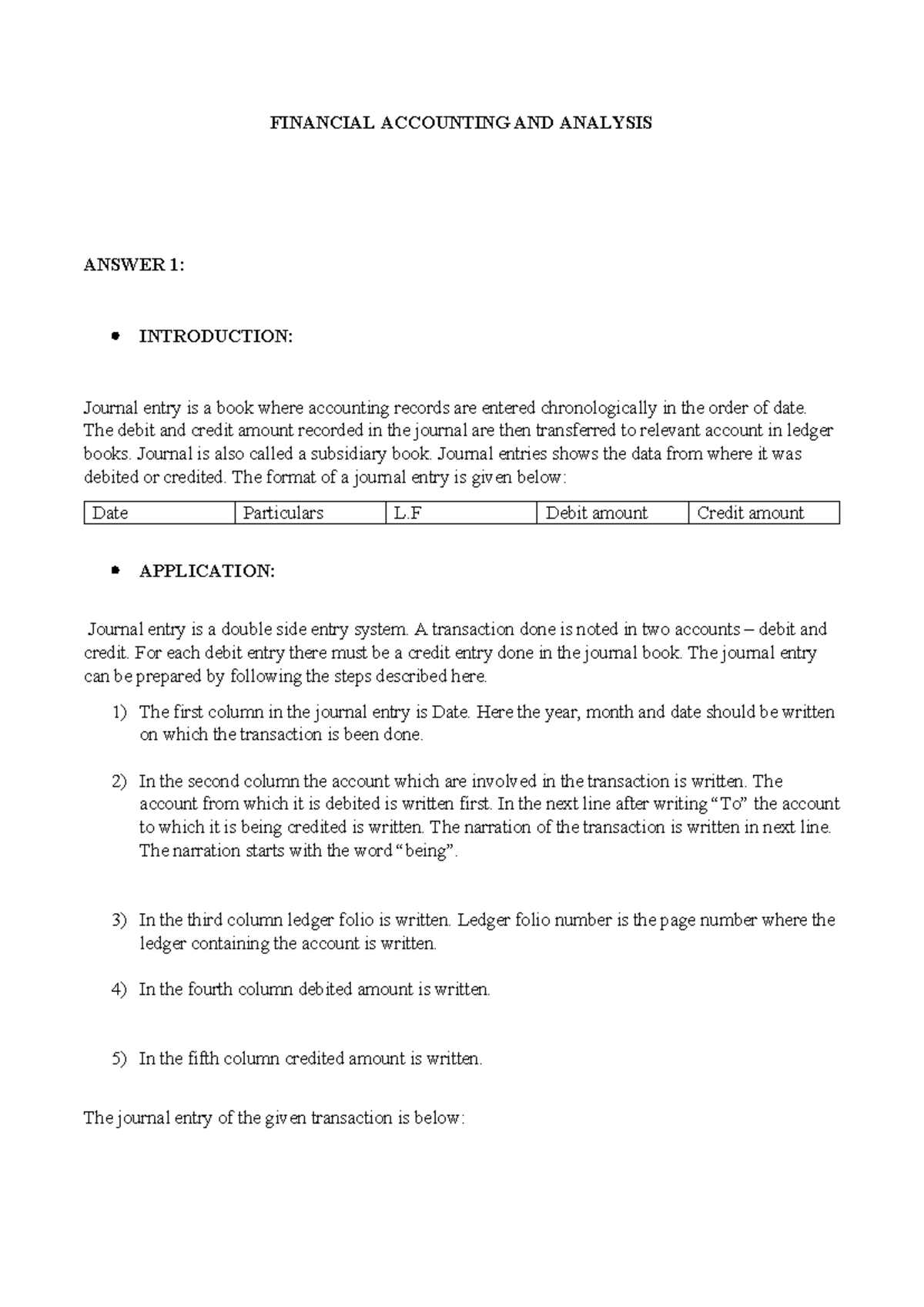 Financial Accounting AND Analysis - FINANCIAL ACCOUNTING AND ANALYSIS ...
