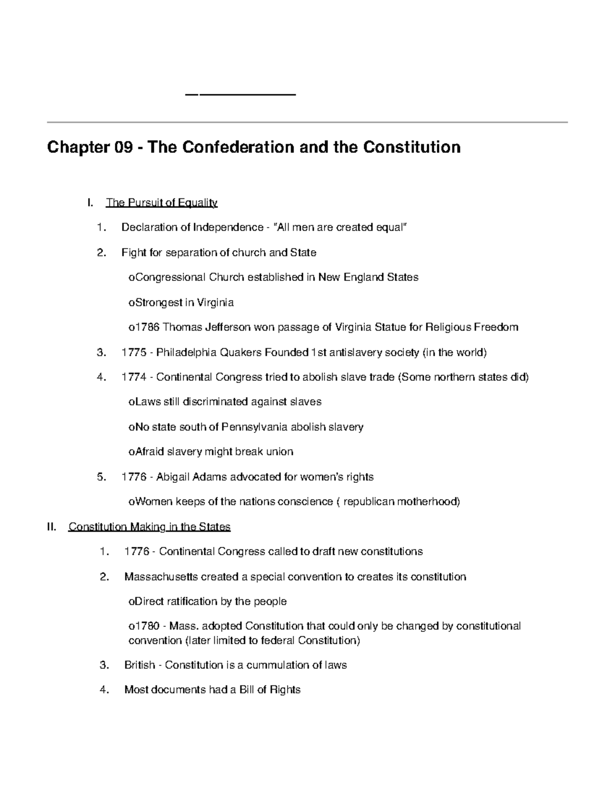 Chapter 09 - The Confederation and the Constitution - Chapter 09 - The ...