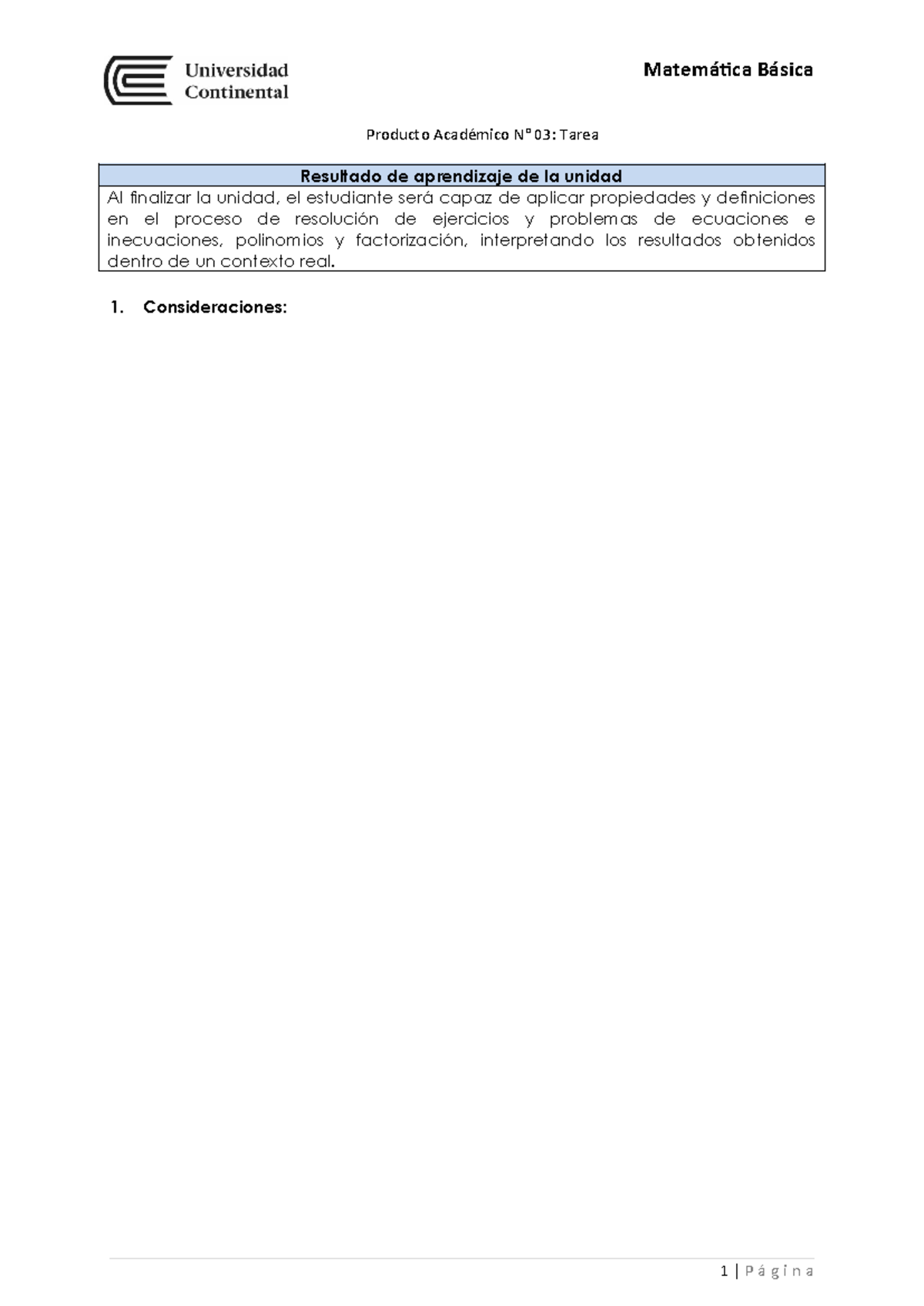 PA3 matematica basica 2024 - Producto Académico N° 03: Tarea Resultado de aprendizaje de la ...
