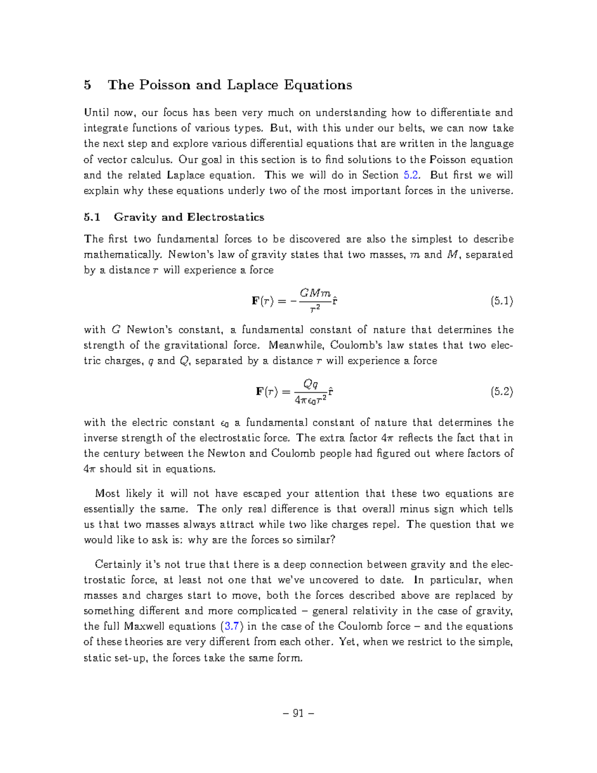 Vc5 - Short notes - 5 The Poisson and Laplace Equations Until now, our ...