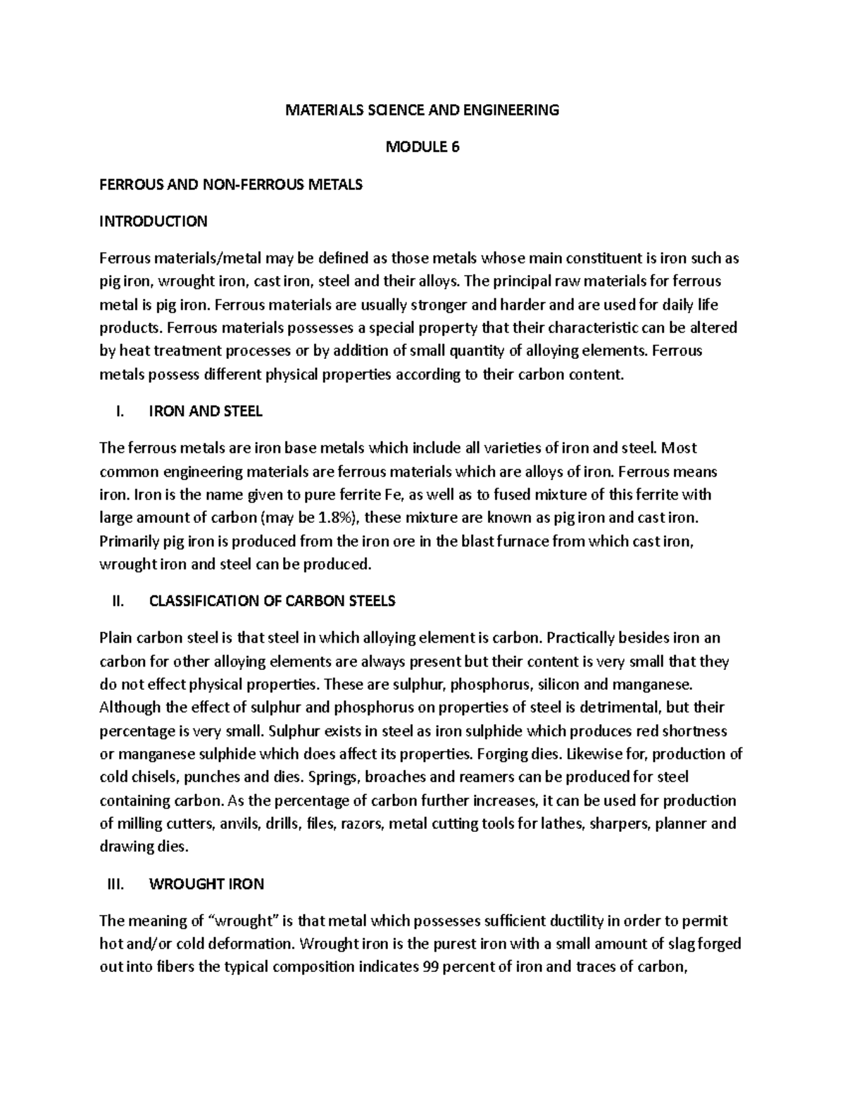 Materials Science AND Engineering M6 - MATERIALS SCIENCE AND ...