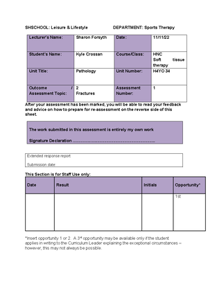 Pathology fracture Report 2 - SHSCHOOL: Leisure & Lifestyle DEPARTMENT ...