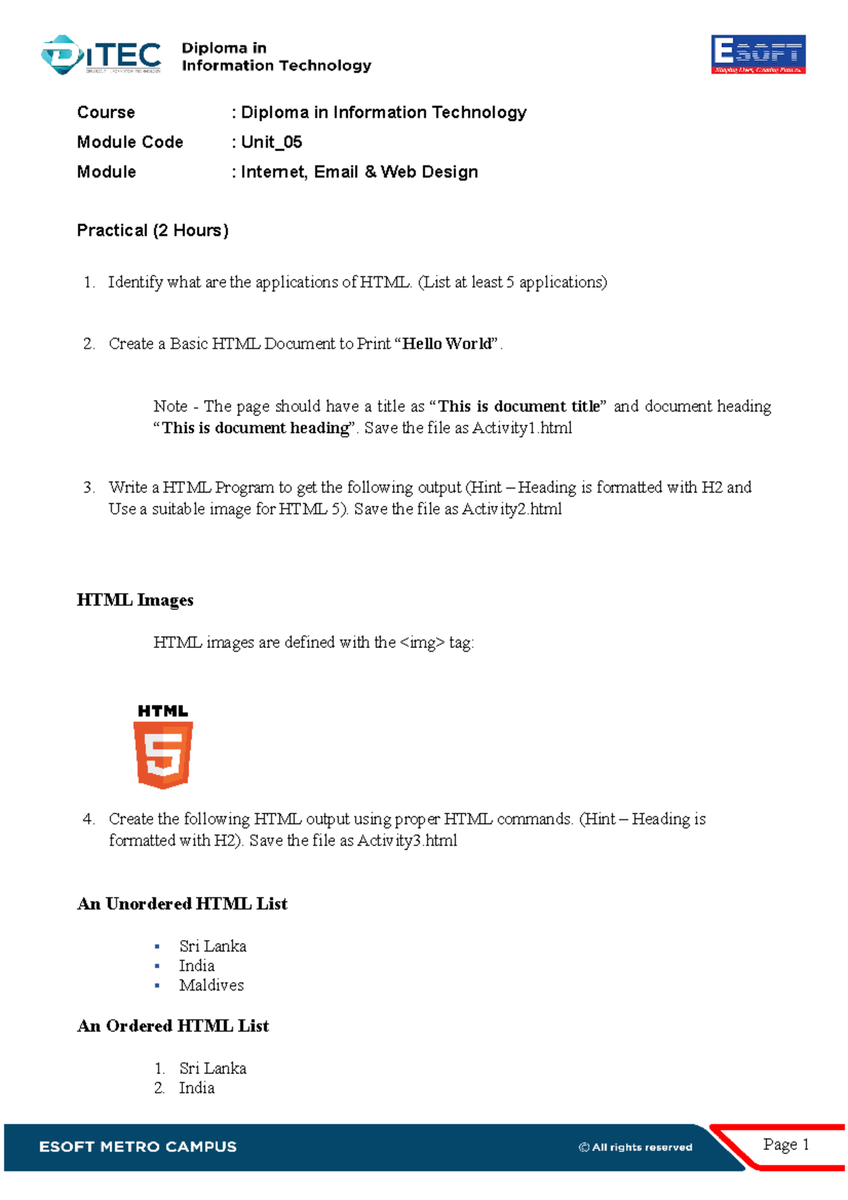 934-1627452325791-Practical 5 - Course : Diploma in Information ...