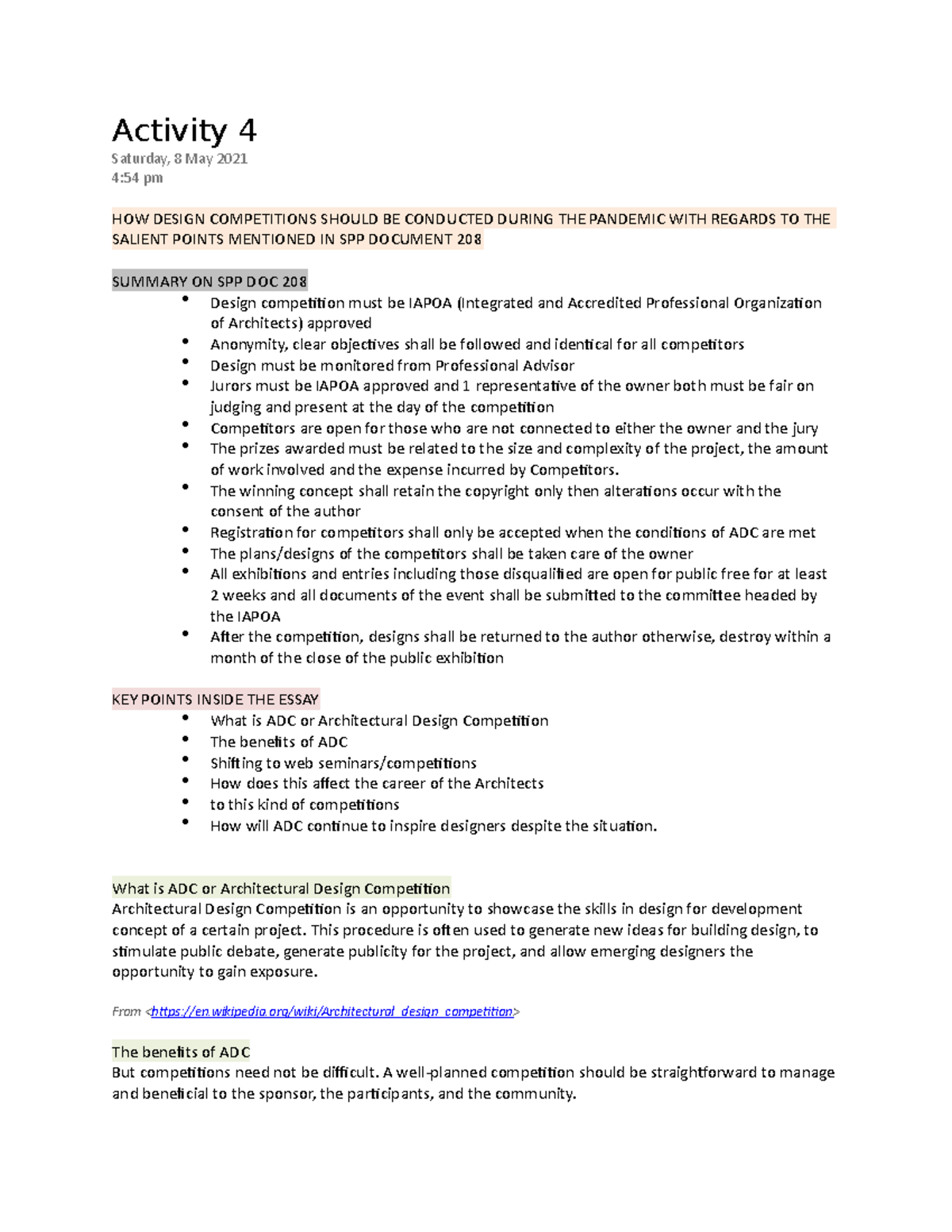 Professional Practice 2 Notes for SPP Document 208 - Activity 4 ...