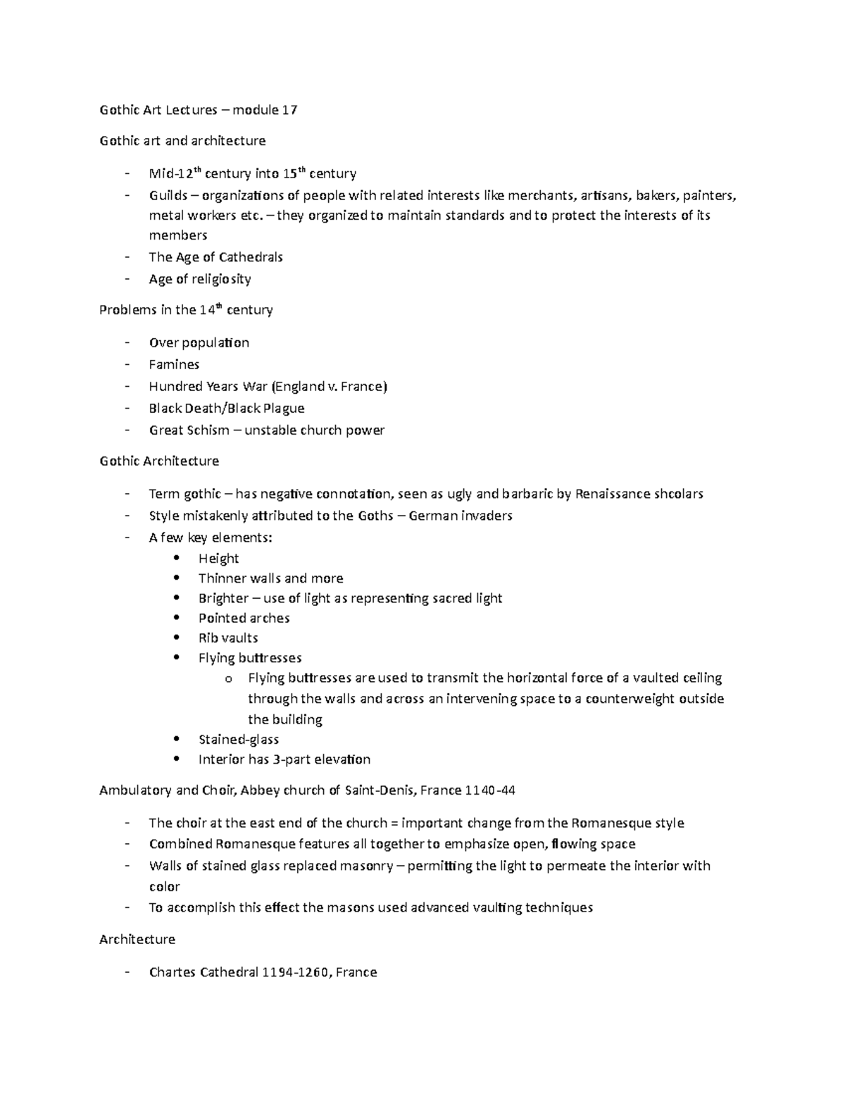 ARTH - module 17 and 18 - Gothic Art Lectures – module 17 Gothic art ...