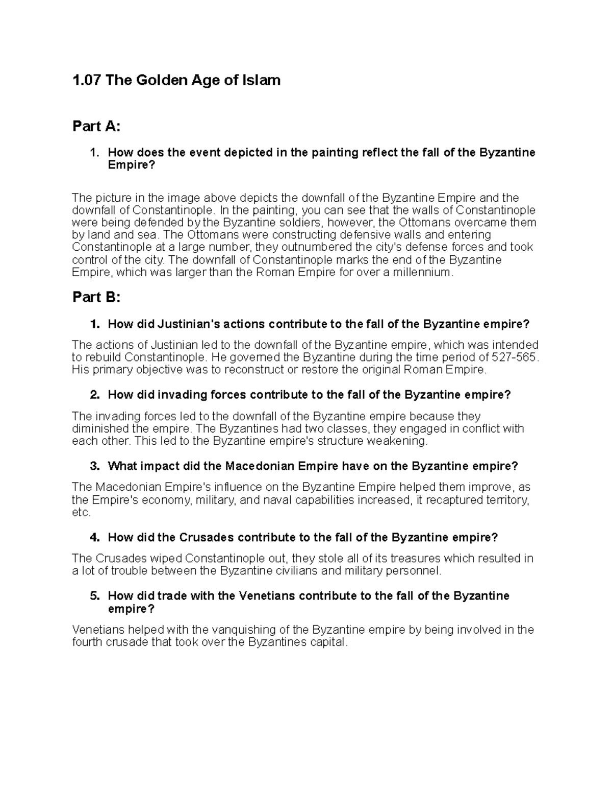 1.07 The Golden Age of Islam - 1 The Golden Age of Islam Part A: How ...